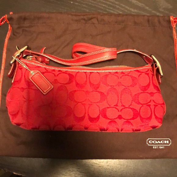 Coach | Bags | Authentic Coach Canvas Small Purse Red | Poshmark